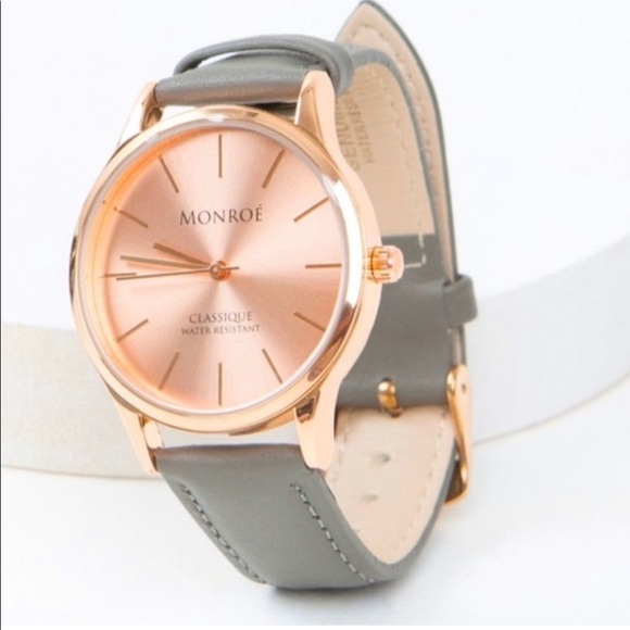 Monroe | Accessories | Monroe Rose Gold Leather Quartz Stainless Steel ...